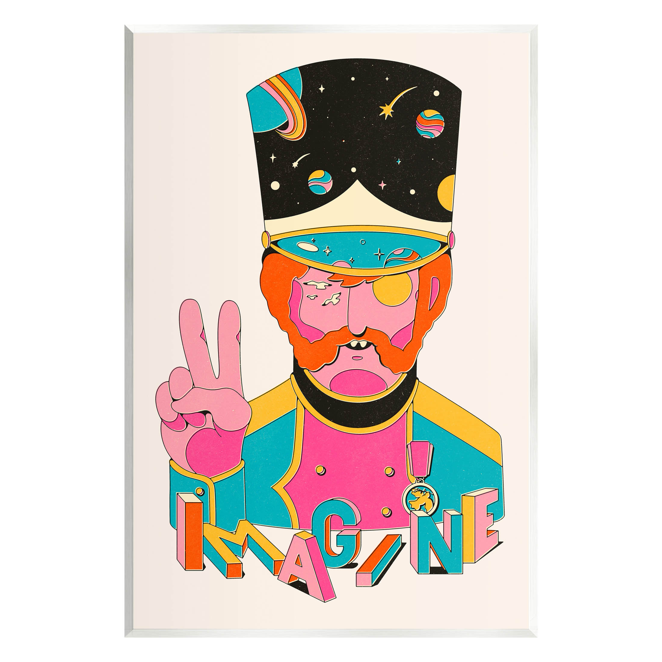 Stupell Industries Imagine Abstract Retro Peace Sign Wall Plaque Art By Matheus Lopes Castro ...